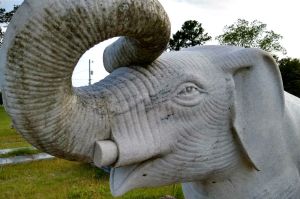 This grave in Georgia is marked by a life-sized baby elephant statue ...